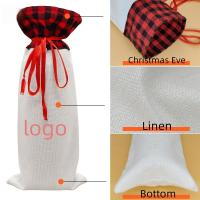 China Blank Sublimation Wine Bag Customized Linen Sublimation Wine Bottle Bag For Christmas Gifts for sale