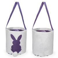China Blank Sublimation Easter Bunny Basket With Color Handle Cute Rabbit Tail Custom Linen Easter Rabbit Basket for sale