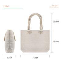 China Twine Knot Straps Beach Tote Bag Blanks Diy Custom Linen Sublimation Shopping Handbag for sale