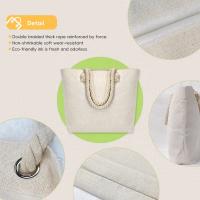 China Twine Knot Straps Beach Tote Bag Blanks Diy Custom Linen Sublimation Shopping Handbag for sale