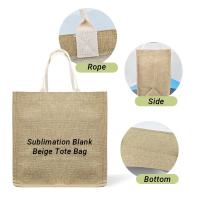 China Custom Logo Blanks Sublimation Burlap Tote Bags Reusable Shopping Jute Handbag Linen Sublimation Bag for sale