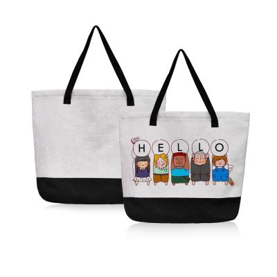China Large Capacity 380g Linen Sublimation Tote Bags Blanks Custom Print Logo Sublimation Shopping Handbags With Zipper for sale