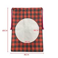 China Sublimation Christmas Blanks Santa Sack Drawstring Buffalo Plaid Linen Sublimation Christmas Sacks for sale