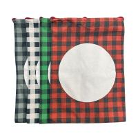 China Sublimation Christmas Blanks Santa Sack Drawstring Buffalo Plaid Linen Sublimation Christmas Sacks for sale