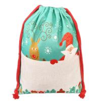 China Single Sided Sublimation Christmas Bags Blank Heat Transfer Christmas Burlap Sacks for sale