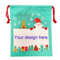 China Single Sided Sublimation Christmas Bags Blank Heat Transfer Christmas Burlap Sacks for sale