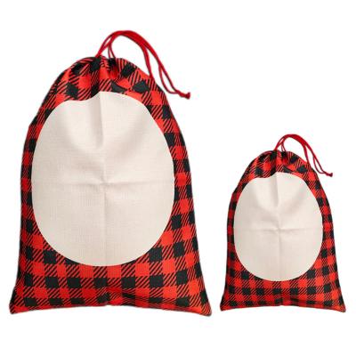 China Personalized Reusable Christmas Bags Candy Bags Custom Santa Sacks Sublimation Drawstring Christmas Bags for sale