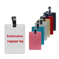 China Sublimation Luggage Tag Blanks DIY Print PU Leather Glitter Back Blank Sublimation Luggage Tags for sale