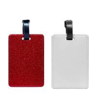 China Sublimation Luggage Tag Blanks DIY Print PU Leather Glitter Back Blank Sublimation Luggage Tags for sale