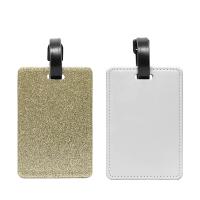 China Sublimation Luggage Tag Blanks DIY Print PU Leather Glitter Back Blank Sublimation Luggage Tags for sale