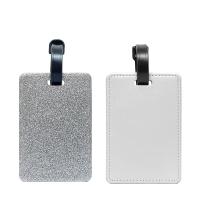 China Sublimation Luggage Tag Blanks DIY Print PU Leather Glitter Back Blank Sublimation Luggage Tags for sale