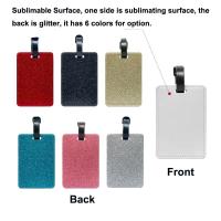 China Sublimation Luggage Tag Blanks DIY Print PU Leather Glitter Back Blank Sublimation Luggage Tags for sale