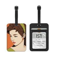 China Custom Print Leather Sublimation Luggage Tag Blanks With Card Insert Pocket Travel ID Name Tag Sublimation Bag Tag Blanks for sale