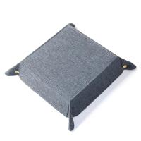 China Sublimation Leather Trays Blanks Foldable Square Denim Fabric Desk Storage Sundries Sublimation Tray for sale