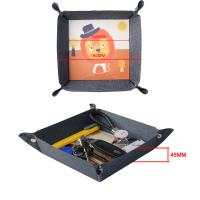 China Sublimation Leather Trays Blanks Foldable Square Denim Fabric Desk Storage Sundries Sublimation Tray for sale