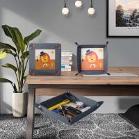 China Sublimation Leather Trays Blanks Foldable Square Denim Fabric Desk Storage Sundries Sublimation Tray for sale