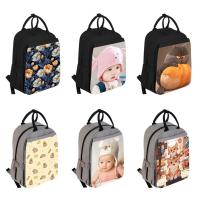 China Custom Photo Sublimation Backpack Diaper Bag Multifunction Travel Baby Changing Mummy Bag Novelty Gift for sale