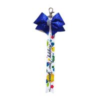 China Unique Personalized Gifts Pre-Tied Sublimation Blank Bowknot Keyring With Double Sided Printing Ribbon Lanyard DIY Colored Cute Bow Decoration for sale
