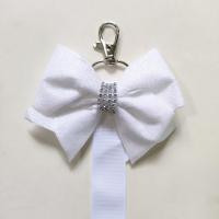 China Unique Personalized Gifts Pre-Tied Sublimation Blank Bowknot Keyring With Double Sided Printing Ribbon Lanyard DIY Colored Cute Bow Decoration for sale