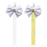China Unique Personalized Gifts Pre-Tied Sublimation Blank Bowknot Keyring With Double Sided Printing Ribbon Lanyard DIY Colored Cute Bow Decoration for sale