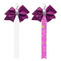 China Unique Personalized Gifts Pre-Tied Sublimation Blank Bowknot Keyring With Double Sided Printing Ribbon Lanyard DIY Colored Cute Bow Decoration for sale
