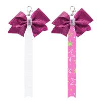 China Unique Personalized Gifts Pre-Tied Sublimation Blank Bowknot Keyring With Double Sided Printing Ribbon Lanyard DIY Colored Cute Bow Decoration for sale
