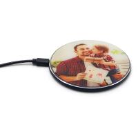 China Custom Logo Portable 15W Sublimation Magnetic Wireless Phone Charger With Printable Glass Insert for sale