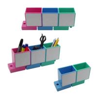 China Blank Plastic Sublimation Pen Holder Custom Office Desk Pencil Container Brush Pot for sale