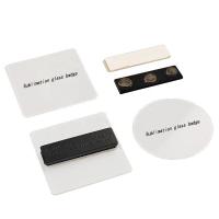 China Sublimation Name Badge Blanks Glass Fridge Magnet Custom Printing ID Tags Sublimation Magnet Badges for sale