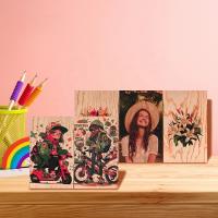 China 20*12cm Eco-Friendly MDF Wood Sublimation Picture Frame Hinged Folding Memory Personalized Photo Frame for sale