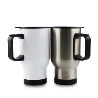 China Blank Stainless Steel Sublimation Car Cup Vacuum Insulated Travel Sublimation Car Mug With Handle And Lid for sale