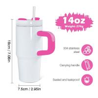China Stainless Steel Insulated 14oz Sublimation Handle Car Cup Portable Sublimation Travel Mug With Straw for sale