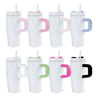 China Stainless Steel Insulated 14oz Sublimation Handle Car Cup Portable Sublimation Travel Mug With Straw for sale