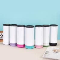 China Stainless Steel Sublimation Speaker Tumbler Blank With Double Lids Custom 16 Oz Skinny Sublimation Tumbler for sale