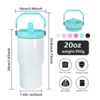 China 20 Oz Sublimation Tumbler With Flip Straw Handle Lid Custom Sublimation Sport Travel Bottle Car Cup for sale