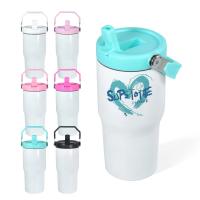 China 20 Oz Sublimation Tumbler With Flip Straw Handle Lid Custom Sublimation Sport Travel Bottle Car Cup for sale