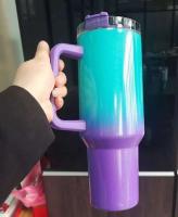 China 40oz Blank Glitter Sublimation Tumbler With Gradient Rainbow Paint Custom Stainless Steel Car Cup for sale