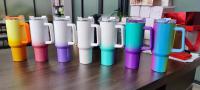China 40oz Blank Glitter Sublimation Tumbler With Gradient Rainbow Paint Custom Stainless Steel Car Cup for sale