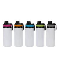 China Custom Logo 600ML Aluminum Sublimation Water Bottles With Handle Lid Sublimation Blanks Sport Water Bottle for sale
