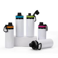 China Custom Logo 600ML Aluminum Sublimation Water Bottles With Handle Lid Sublimation Blanks Sport Water Bottle for sale