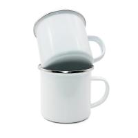 China White Coated Enamel Sublimation Mugs Blanks Camping Mugs Enamel Coffee Mug for sale