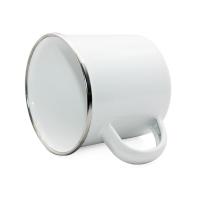 China White Coated Enamel Sublimation Mugs Blanks Camping Mugs Enamel Coffee Mug for sale