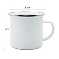 China White Coated Enamel Sublimation Mugs Blanks Camping Mugs Enamel Coffee Mug for sale