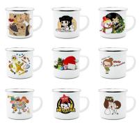 China White Coated Enamel Sublimation Mugs Blanks Camping Mugs Enamel Coffee Mug for sale
