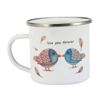China White Coated Enamel Sublimation Mugs Blanks Camping Mugs Enamel Coffee Mug for sale