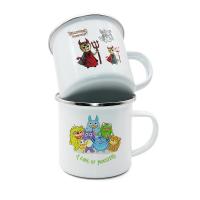 China White Coated Enamel Sublimation Mugs Blanks Camping Mugs Enamel Coffee Mug for sale