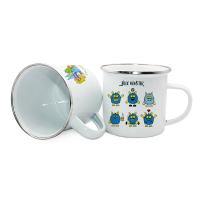 China White Coated Enamel Sublimation Mugs Blanks Camping Mugs Enamel Coffee Mug for sale