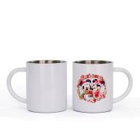 China Sublimation Coffee Mugs With Handle Stainless Steel Double Wall Sublimation Camping Mug for sale