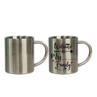 China Sublimation Coffee Mugs With Handle Stainless Steel Double Wall Sublimation Camping Mug for sale