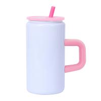 China 16oz Sublimation Stainless Steel Mason Jar Double Vacuum Tumbler With Handle And Straw Lid for sale